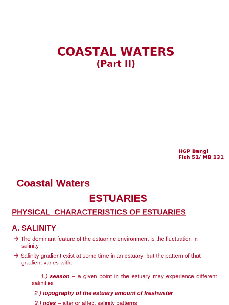 3 Coastal Waters - Part II Estuaries | PDF