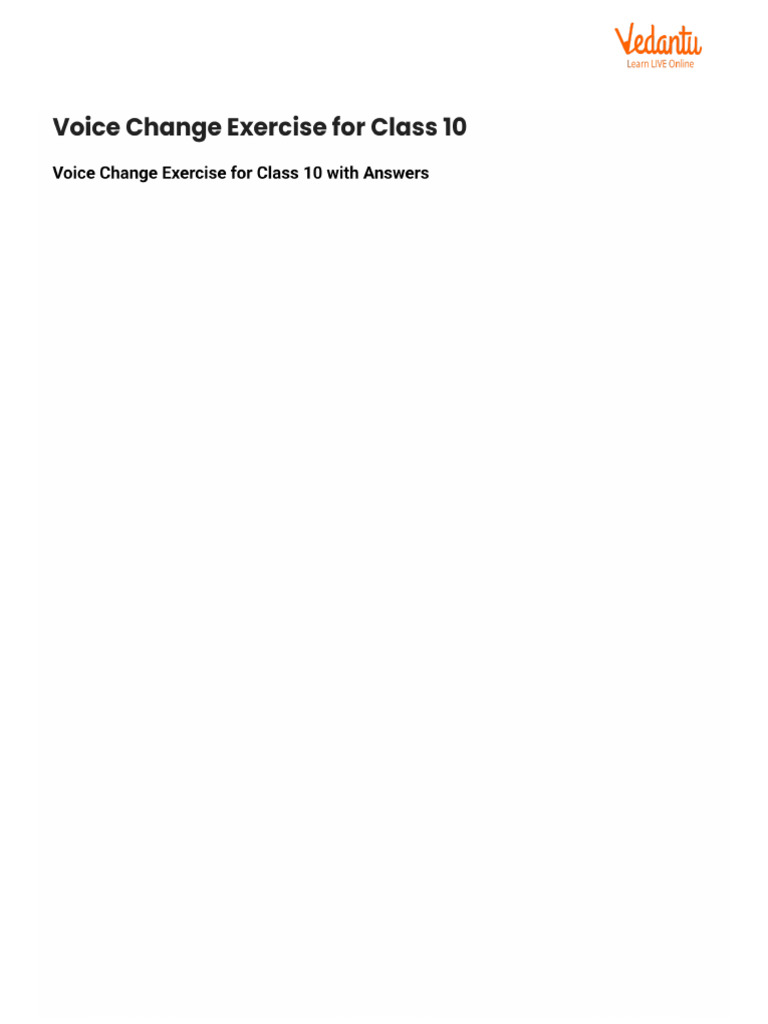 Voice Change Exercise For Class 10 | PDF
