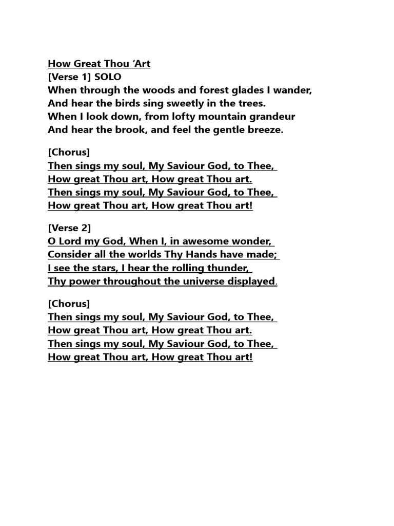 How Great Thou 'Art Lyrics | PDF