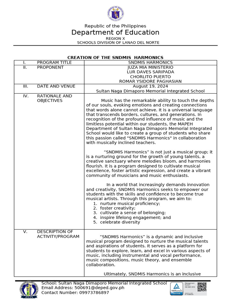 Mapeh - Proposal | PDF