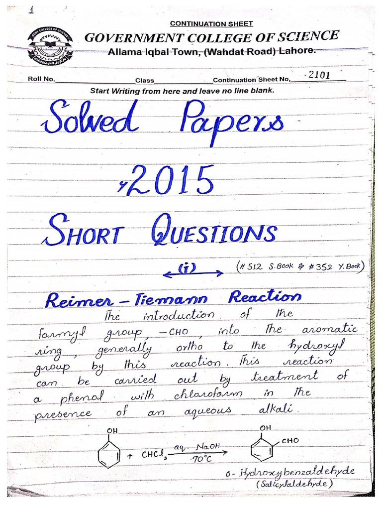 2015 To 2020 Chemistry Solve | PDF