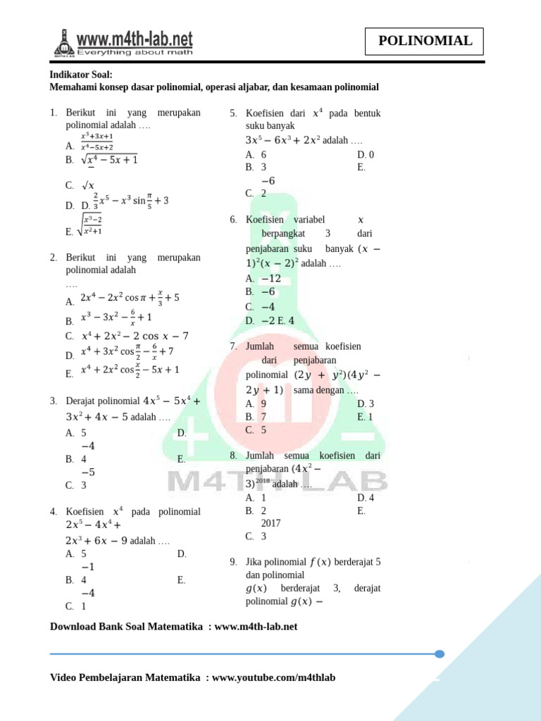 POLINOMIAL-Konsep Dasar | PDF