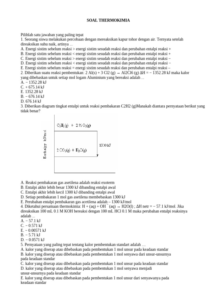 20 Soal Thermokimia Pilgan | PDF