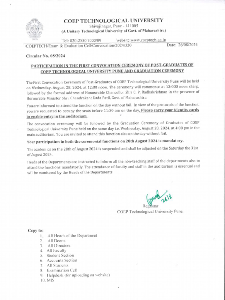 Participation in The First Convocation Ceremony and 18th Graduation ...