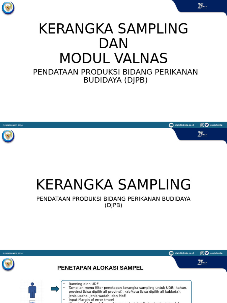 2024.05.06 - Kerangka Sampling Dan Modul Valnas Pendataan Produksi Perikanan Budidaya | PDF