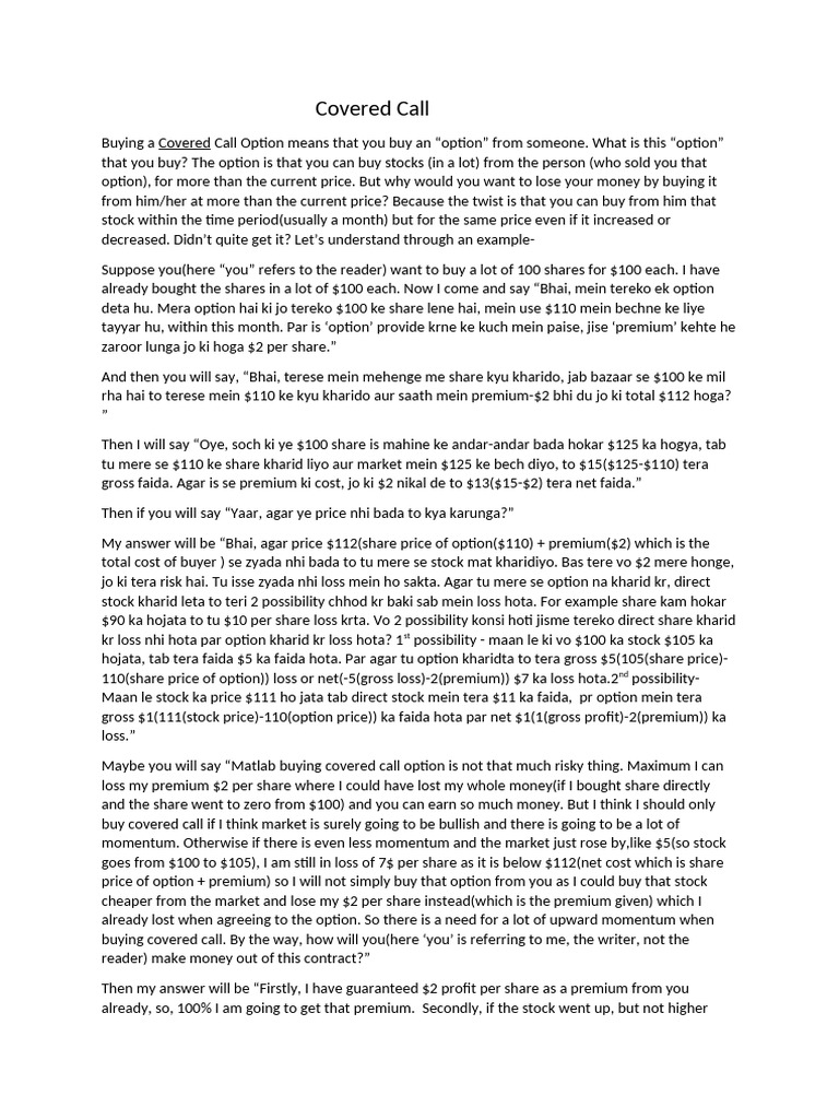 Covered Call | PDF Covered Call | PDF