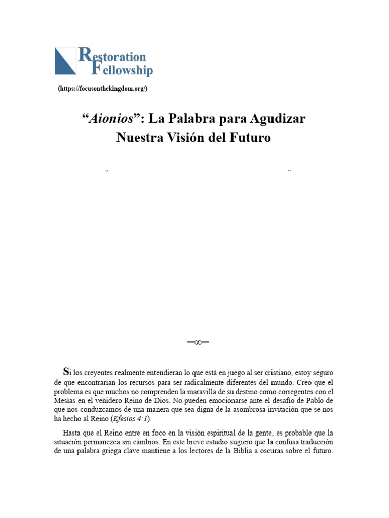 Aionios Spanish | PDF | Religious Belief And Doctrine | Theology