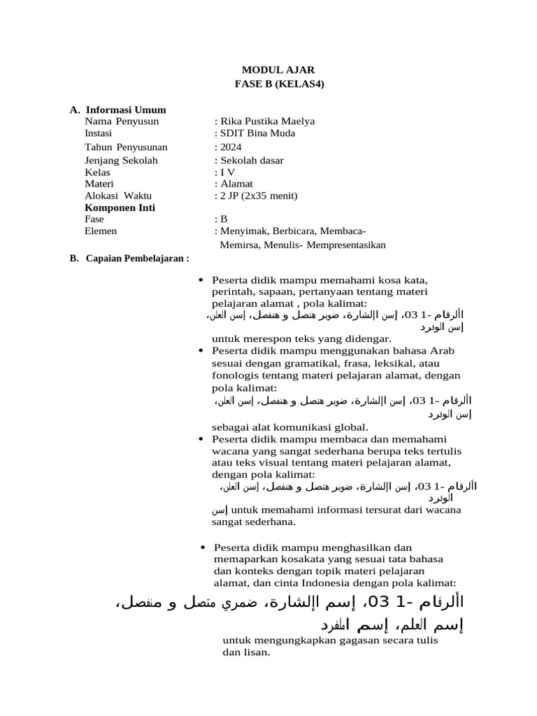 MODUL AJAR Jadi | PDF