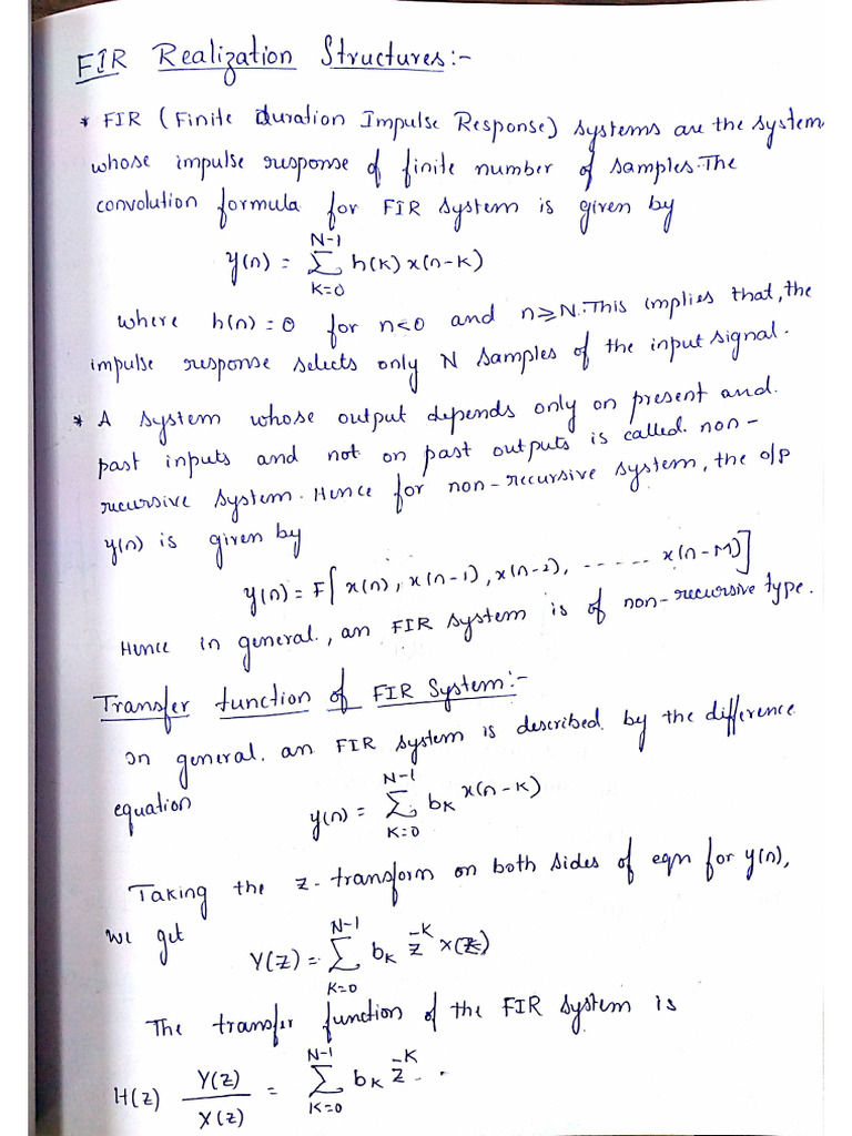 UNIT 3 (B) FIR Filter Realization DSP | PDF UNIT 3 (B) FIR Filter Realization DSP | PDF
