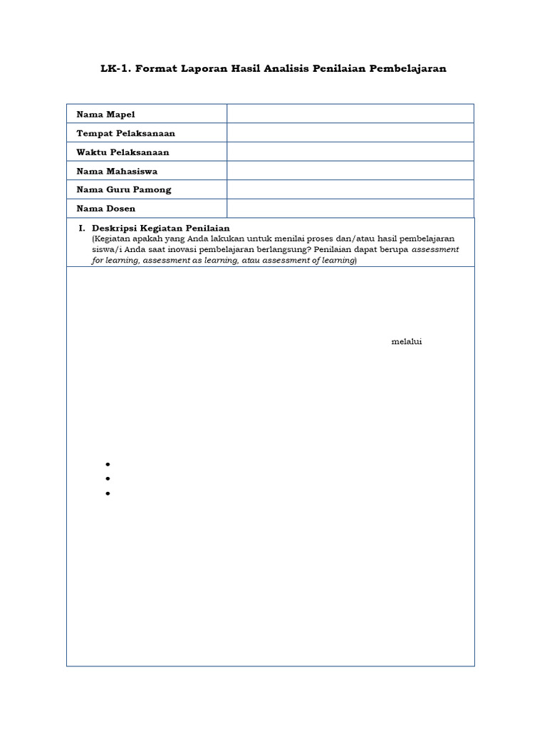 Format Hasil Asesmen Pembelajaran - TIARA ASTRIANI NEW | PDF