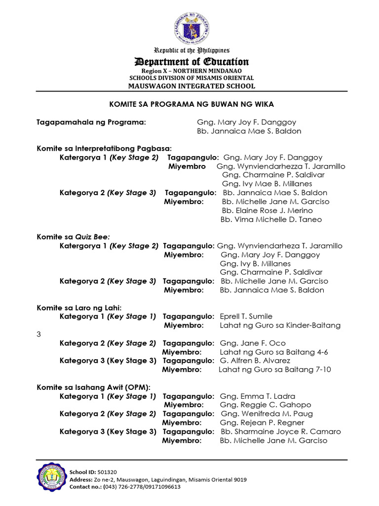 Buwan NG Wika Committee | PDF