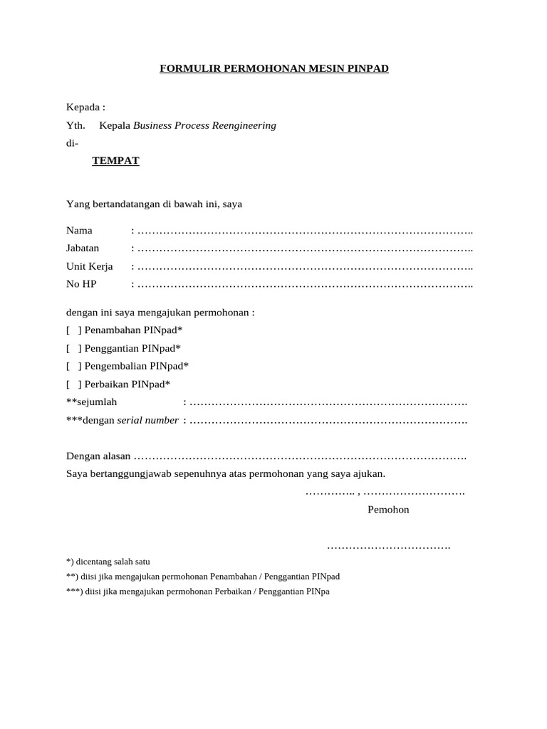 Form BAST Pinpad | PDF