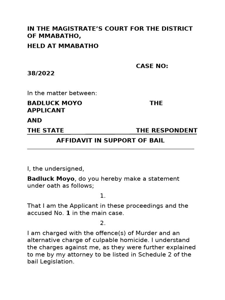Bail Affidavit | PDF