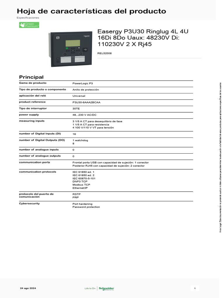 Schneider Electric - PowerLogic-P3-Protección-compacta - REL52008 | PDF ...