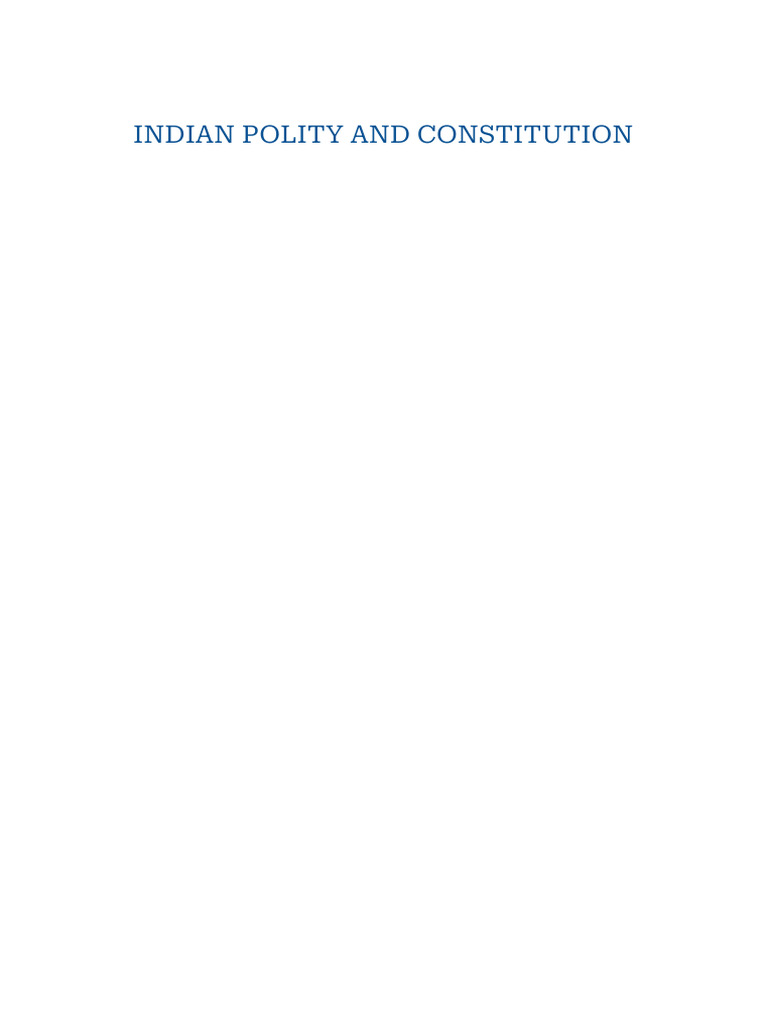 INDIAN POLITY AND CONSTITUTION | PDF