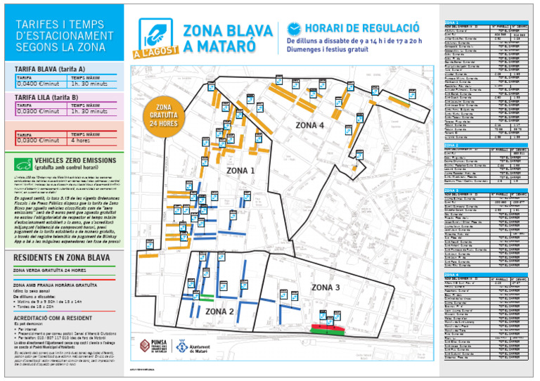 Plànol Dels Estacionaments en Zona Blava Agost 2024 | PDF