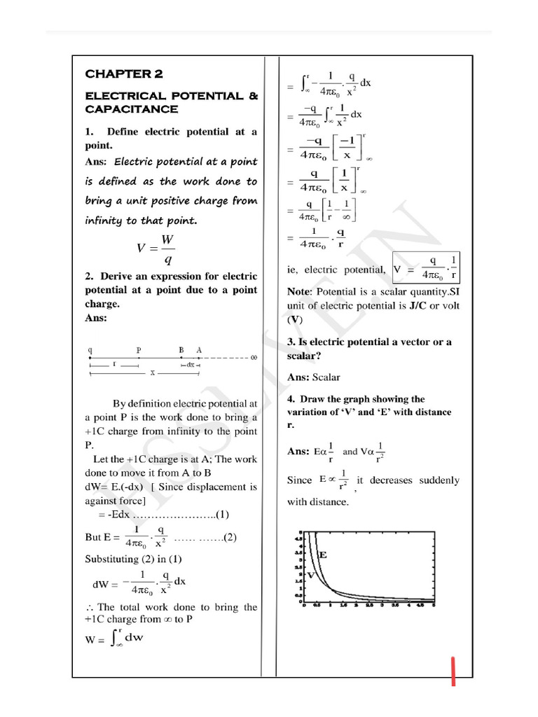 Electric Potential and Capacitance | PDF