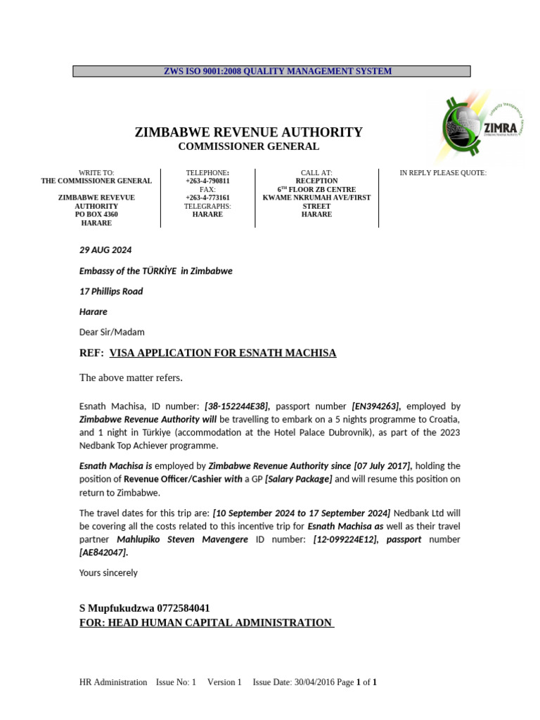 Confirmation Letter Machisa | PDF