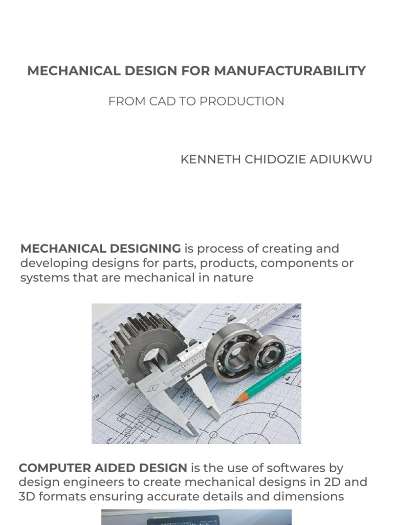 Mechanical Design For Manufacturing | PDF
