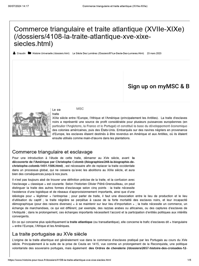 Commerce Triangulaire Et Traite Atlantique (XVIIe-XIXe) | PDF