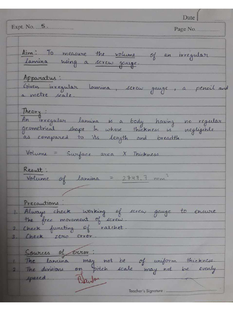 SG Volume of Irregular Lamina | PDF