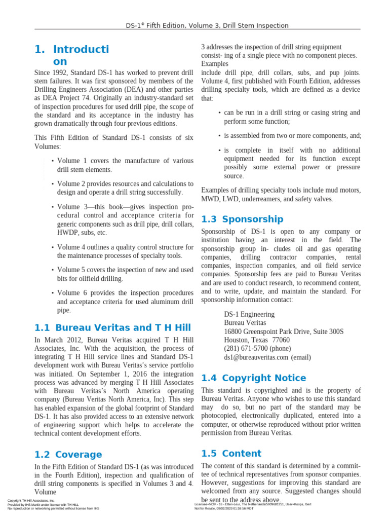 Ds 1 Vol 3 Drill Stem Inspection Fifth Edition 2020 012 013 | PDF