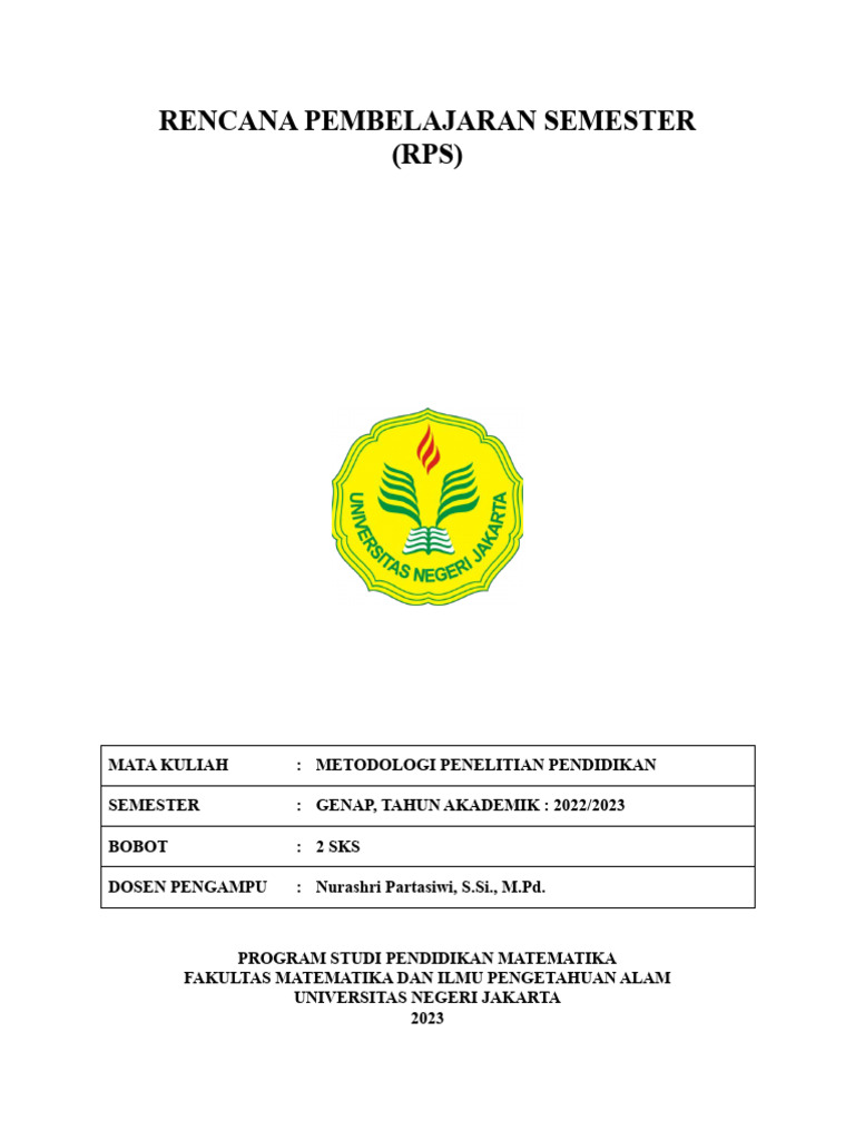 Rencana Pembelajaran Semester (RPS) | PDF