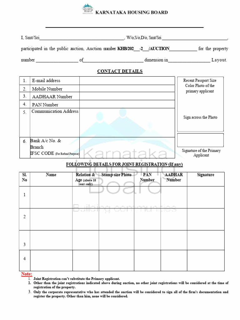 Format For Photo and Signature Identification of Auction Purchaser ...