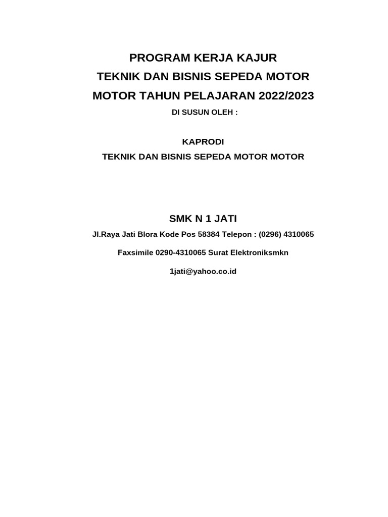 Program Kerja TBSM | PDF
