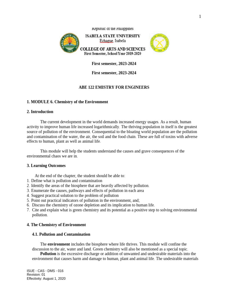 Module 6 Environmental Chemistrybsabe1 1 | PDF