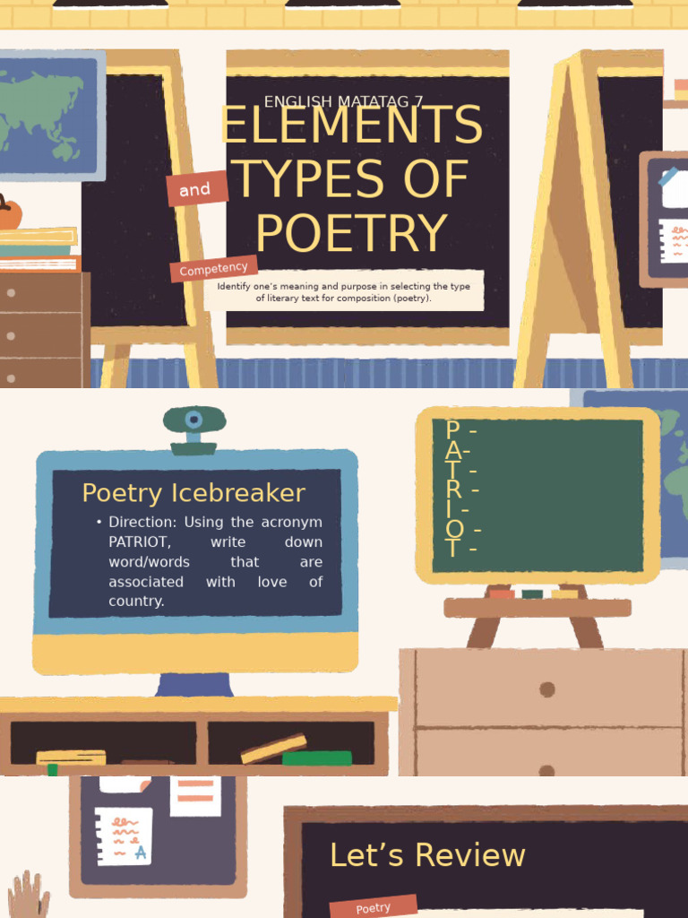 English 7 - Matatag Elements and Types of Poetry | PDF