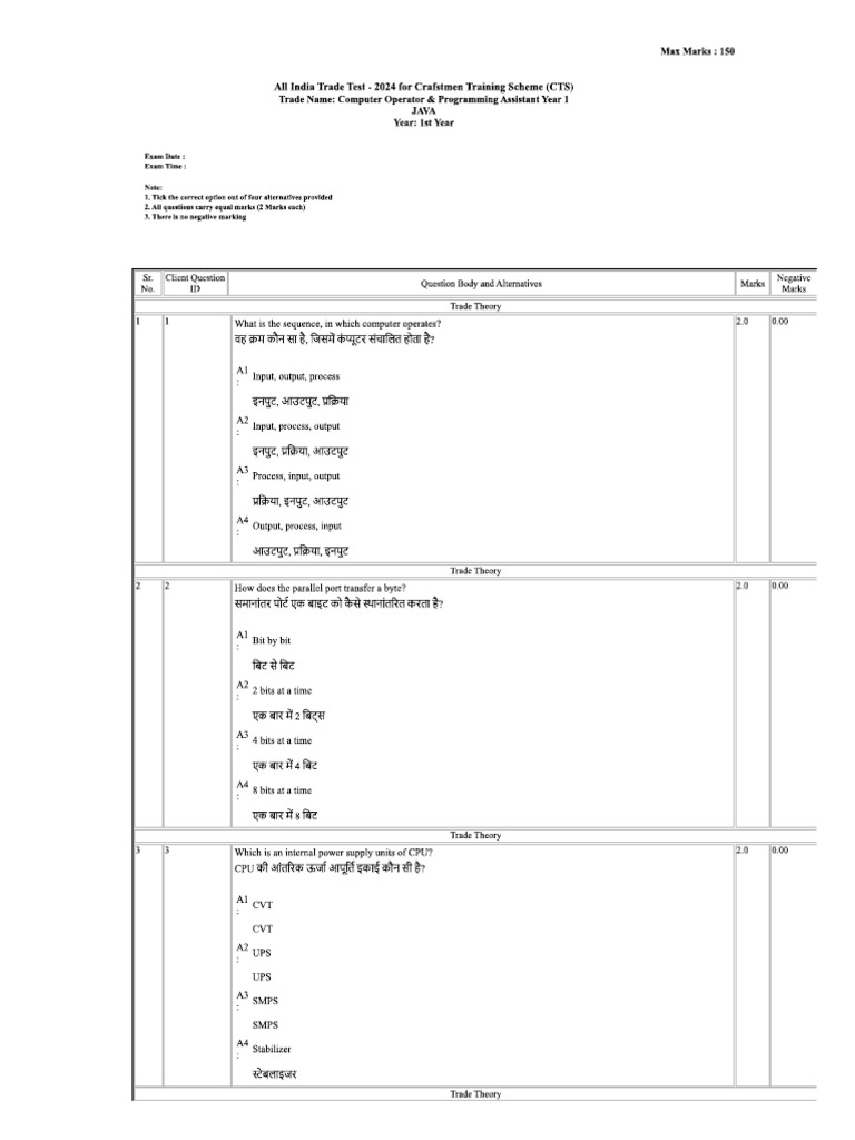 Computer Operator And Programming Assistant Year 1 Java S1 Pdf