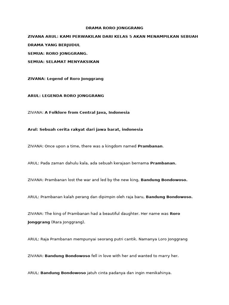 Legend of Roro Jonggrang | PDF