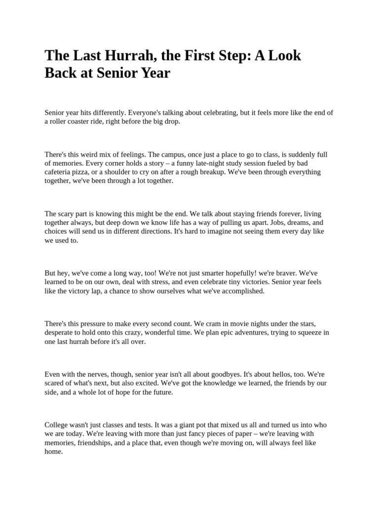 The Last Hurrah, The First Ste | PDF