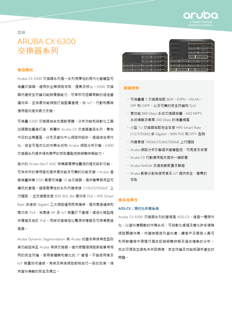 ARUBA CX 6300 Datasheet | PDF