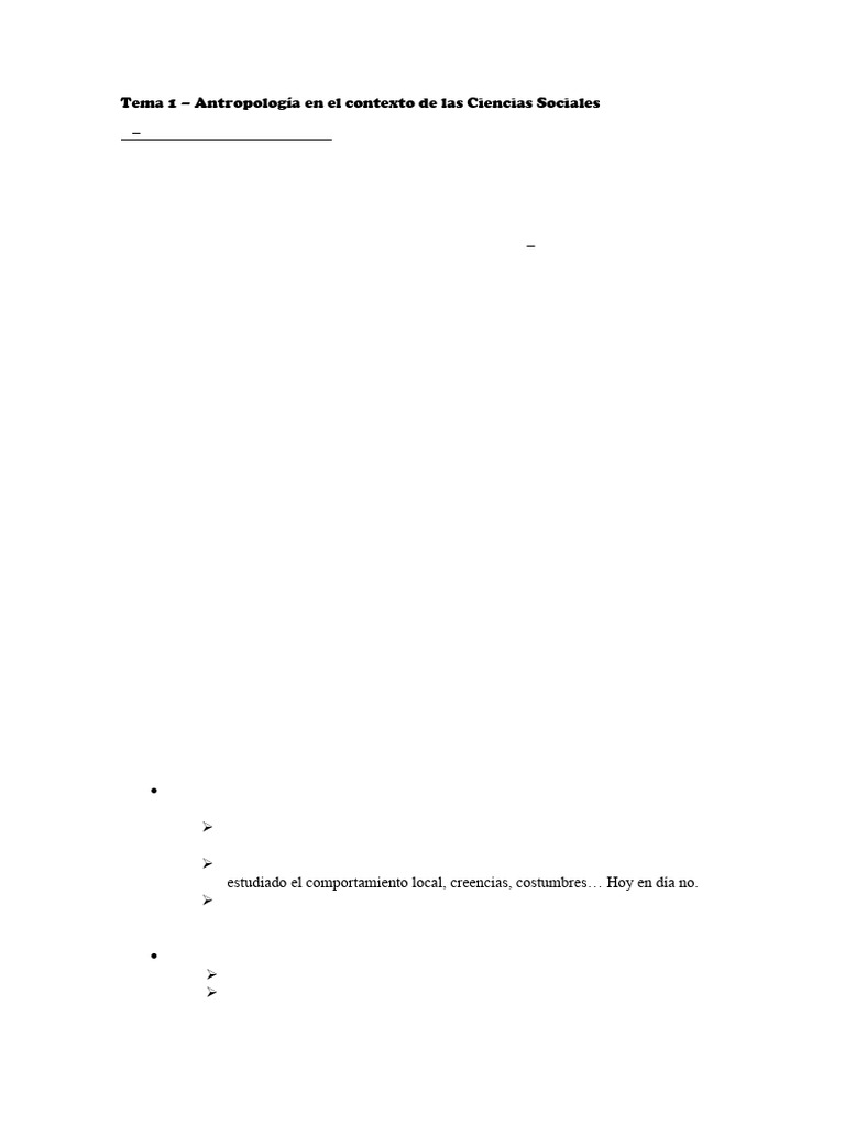Tema 1 - La Antropologia en El Contexto de Las CCSS | PDF