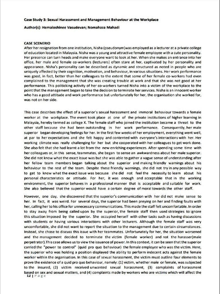 Sexual Harrasment & Managing Behaviour at Workplace | PDF