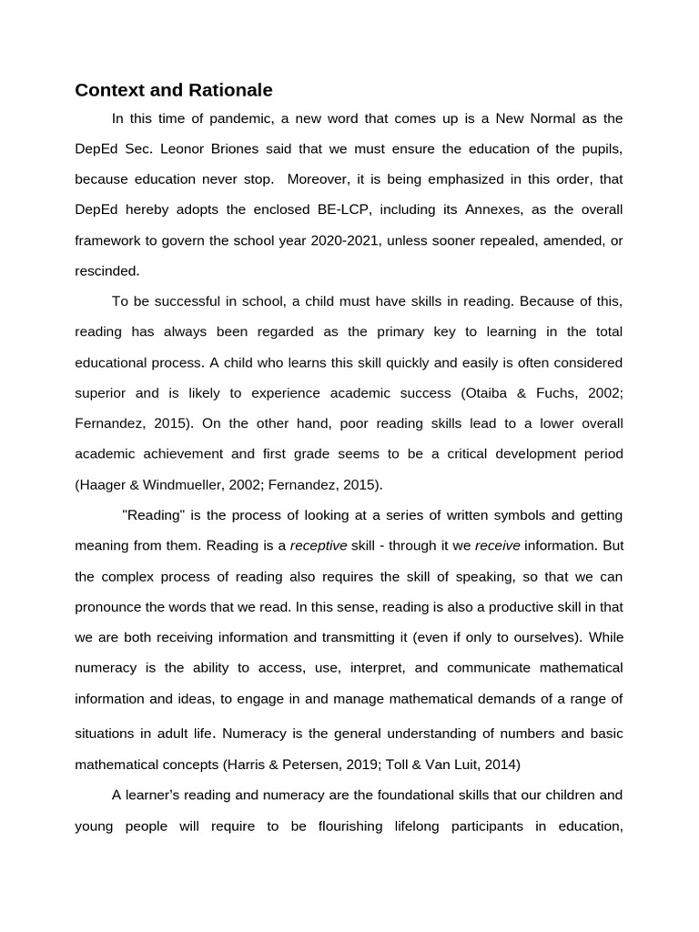 Context and Rationale | PDF