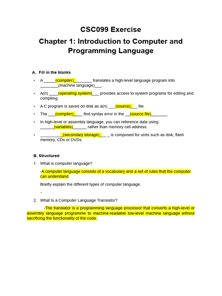 Aqeel Abqari Mohd Hapiz - Csc099 Chapter1 Exercises | PDF Aqeel Abqari Mohd Hapiz - Csc099 Chapter1 Exercises | PDF
