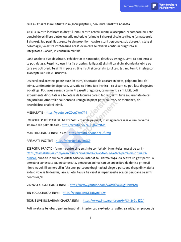 Ziua 4 - Chakra Inimii | PDF