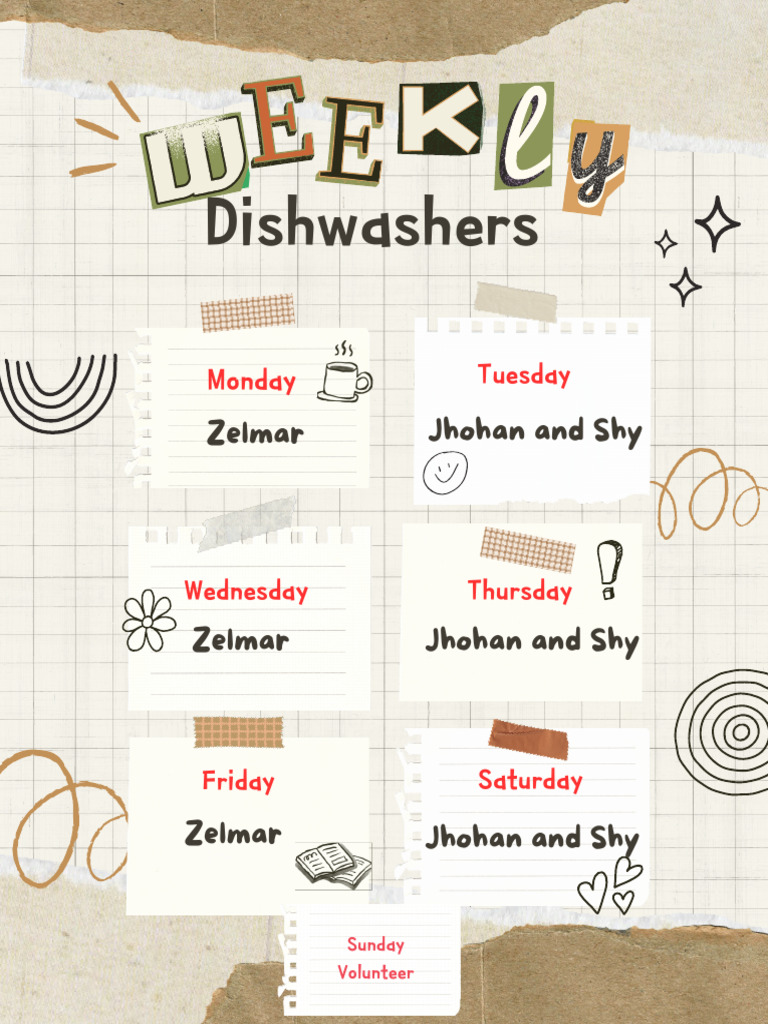 Dish Washing Schedule | PDF
