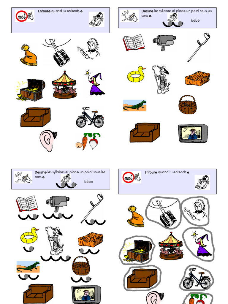 Entoure Quand Tu Entends E. Dessine Les Syllabes Et Place Un Point Sous ...