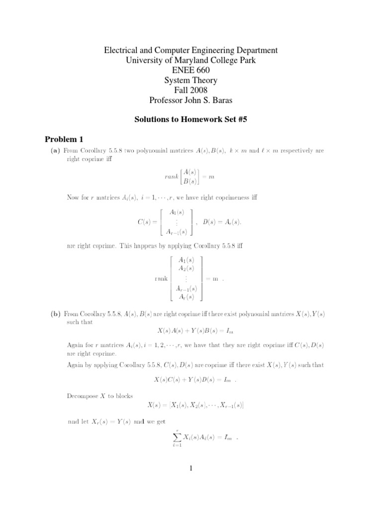 ENEE 660 HW Sol #5 | PDF
