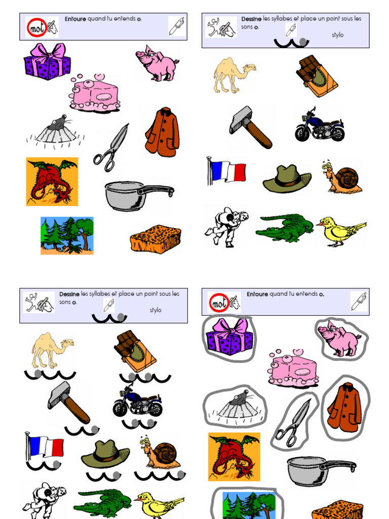 Entoure Quand Tu Entends O. Dessine Les Syllabes Et Place Un Point Sous ...