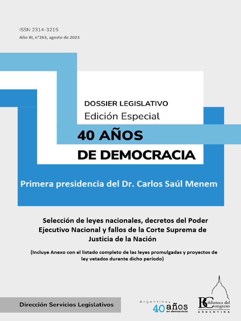 Dossier Especial N263 Seleccionleyescarlosmenem | PDF