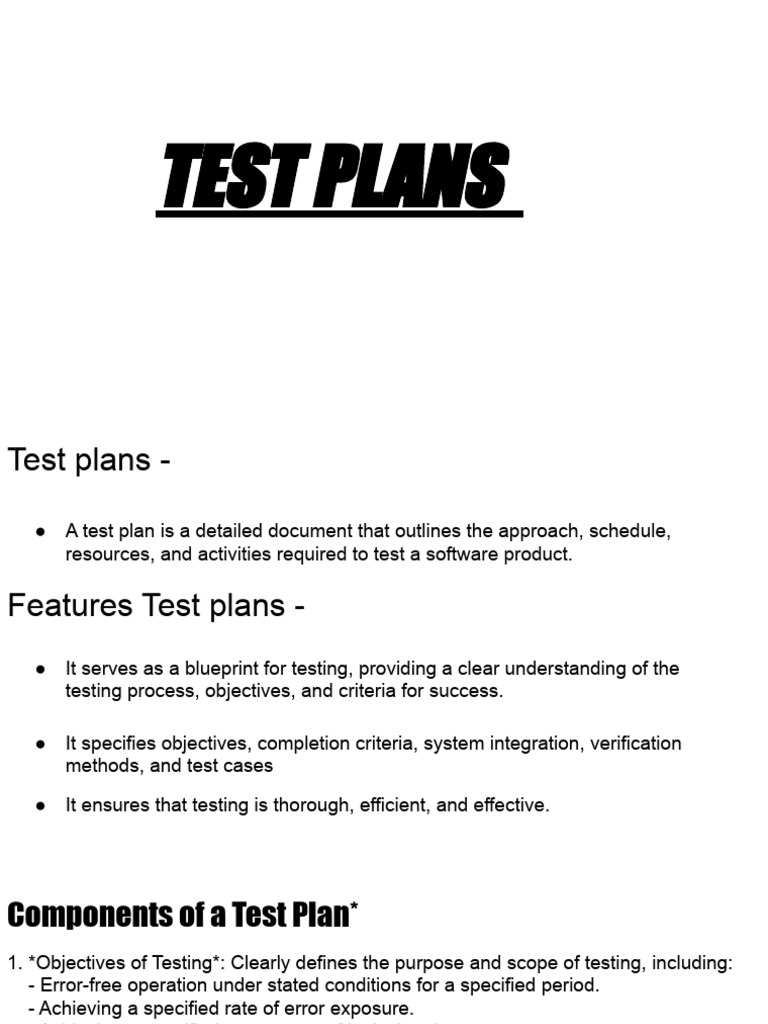 Test Plans | PDF
