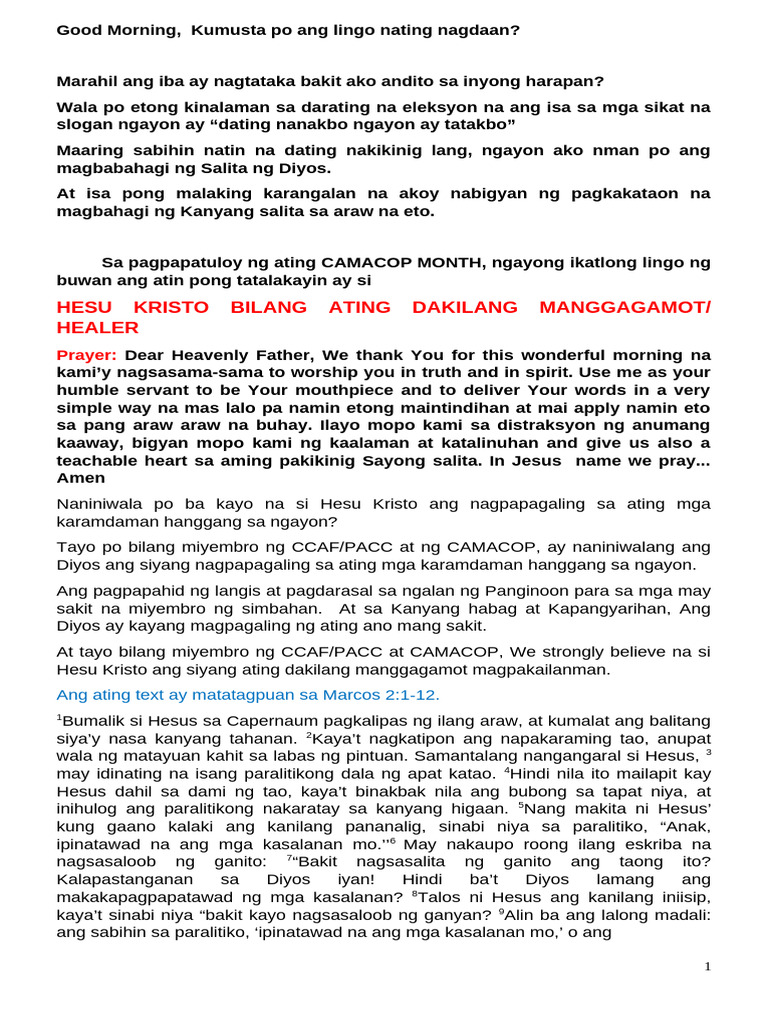 CAMACOP MONTH Healer Final Na | PDF