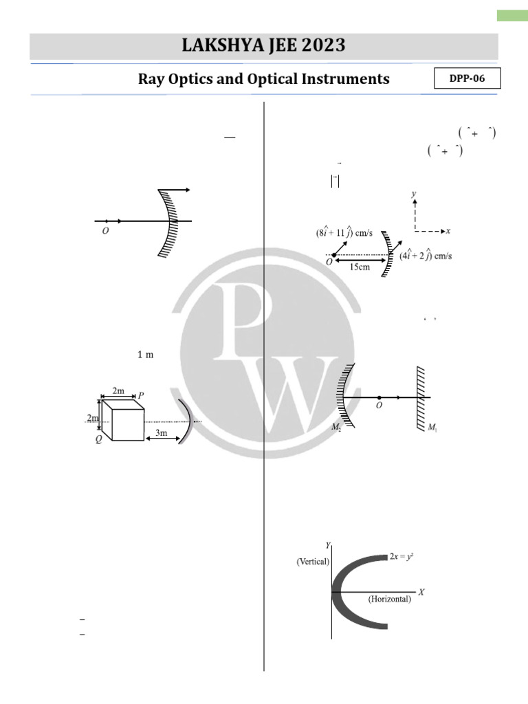 Ray Optics - DPP 06 (Of Lec 07) - (Lakshya JEE 2023) | PDF
