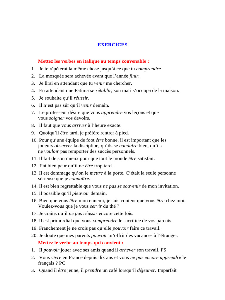 EXERCICES - Docx Version 1 | PDF