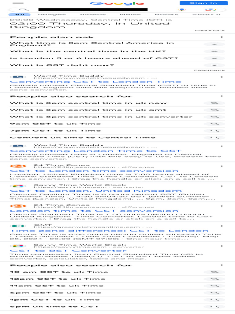 What Is 8pm Central Time in Uk - Google Search | PDF
